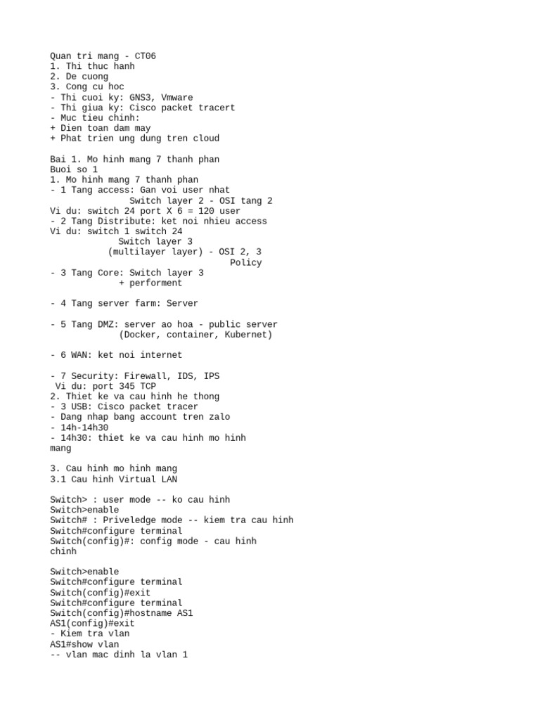 Quan Tri Mang - CT06 - Buoi 2 | PDF | Network Switch | Networking Standards