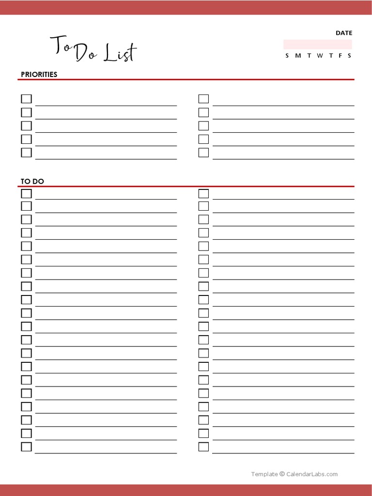 Printable To Do List Template | PDF