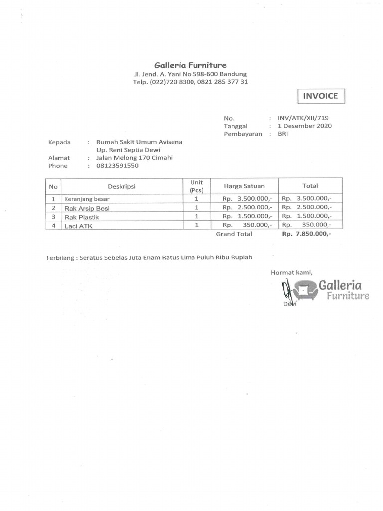 Invoice Rak ATK | PDF