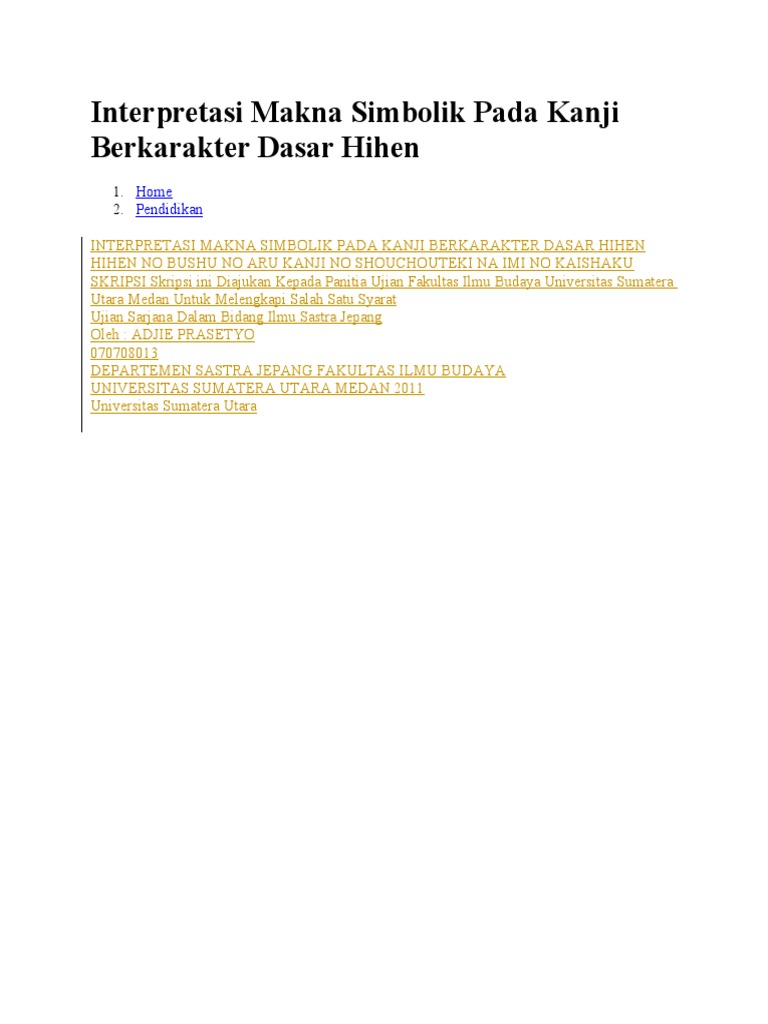 Makna Simbolik Kanji Hihen | PDF | Kajian Bahasa Asing