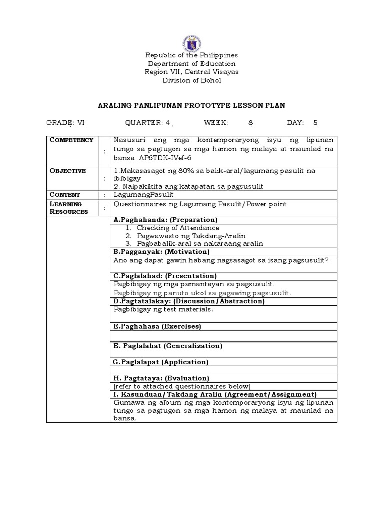 AP6 q4-WEEK 8-Day 5 | PDF