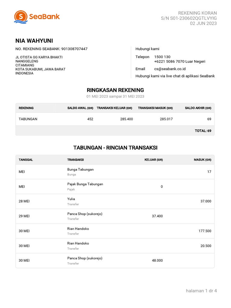 Seabank Statement 20230611 | PDF