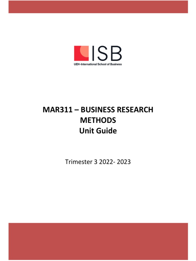 BUSINESS RESEARCH METHODS - Unit Guide | PDF | Marketing Research ...