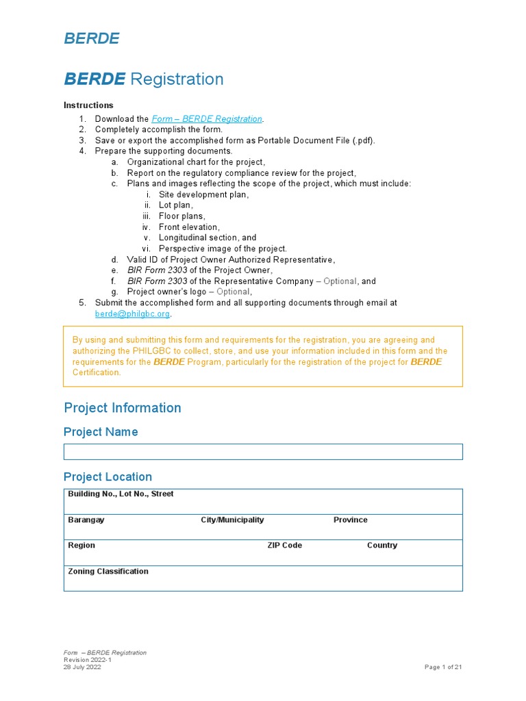 Form_BERDE_Registation_2022-1 | PDF