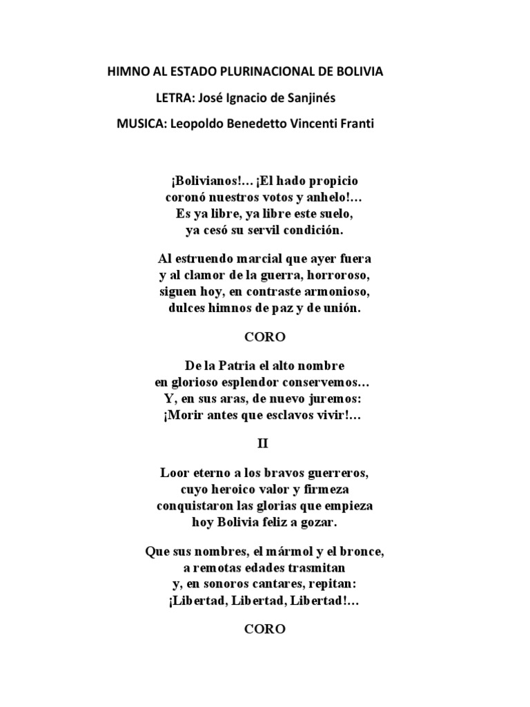 Himno Al Estado Pluri Letra | PDF