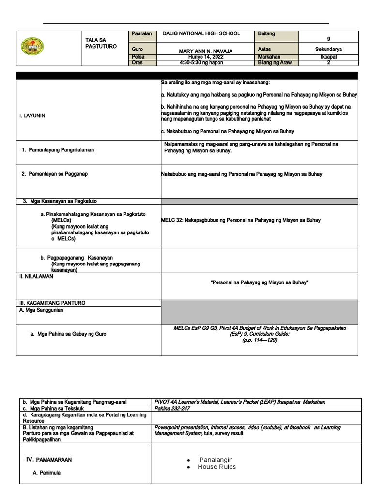 Cot Lesson Plan Esp 9 q3 | PDF