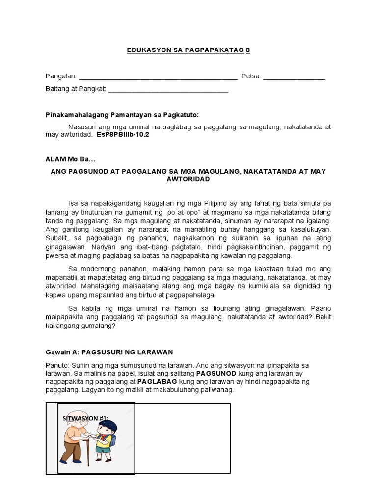 Esp 8 - q3 Lesson 2 Objective 2 | PDF