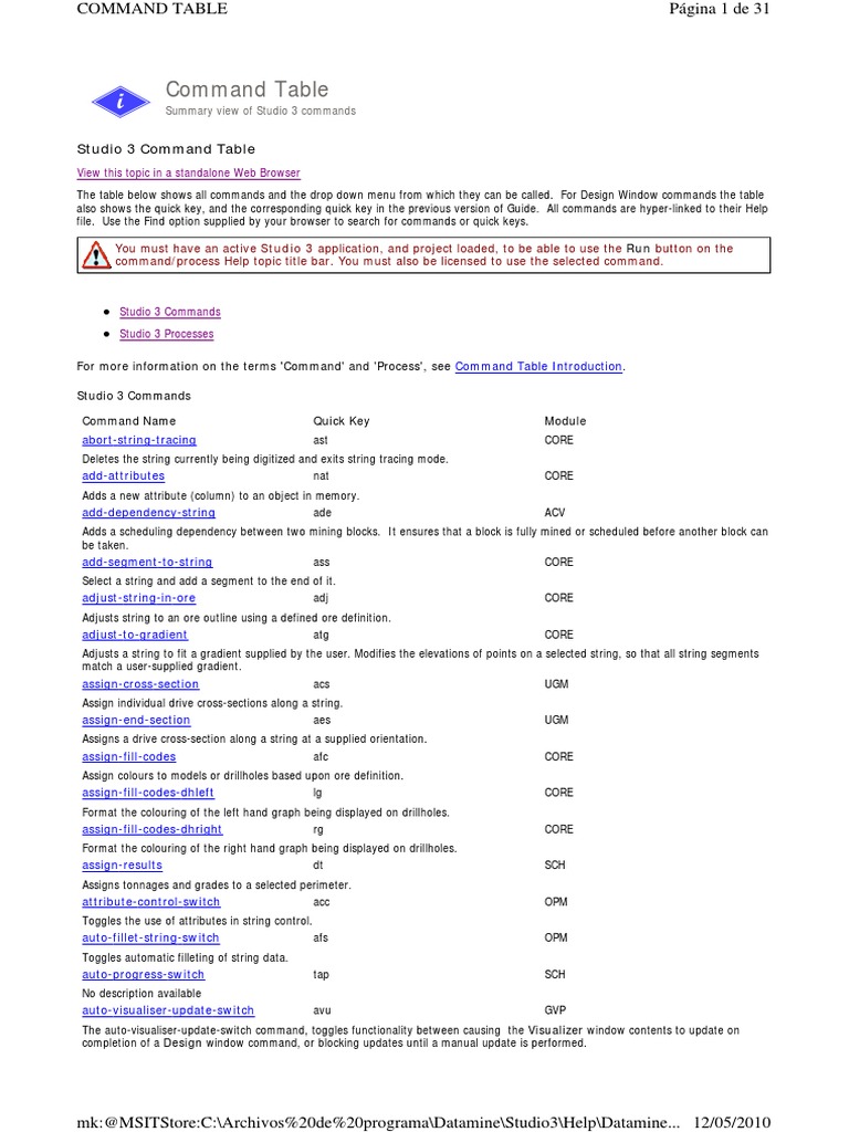 Command Table | Download Free PDF | Computing