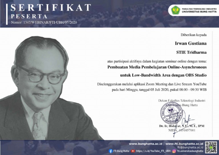 Ir-Sertifikat Webinar Fti Ubh | PDF