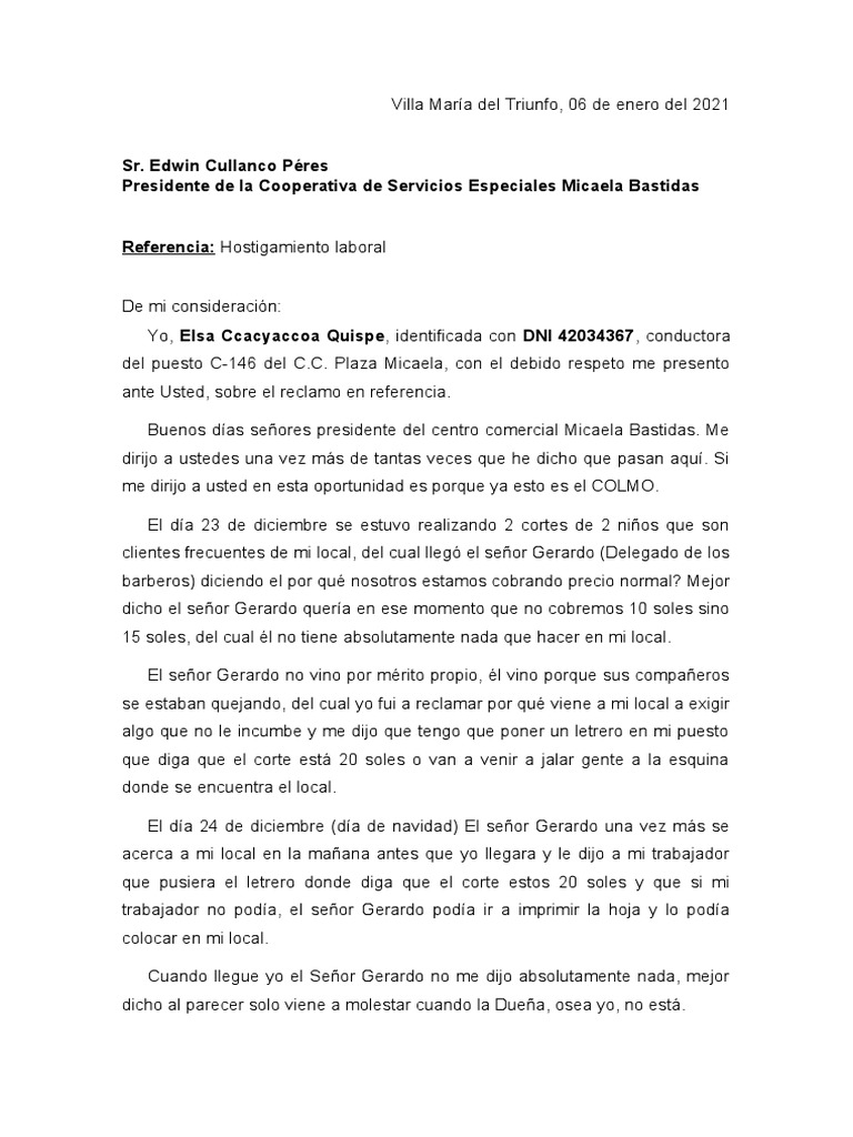 Carta de Reclamo | PDF