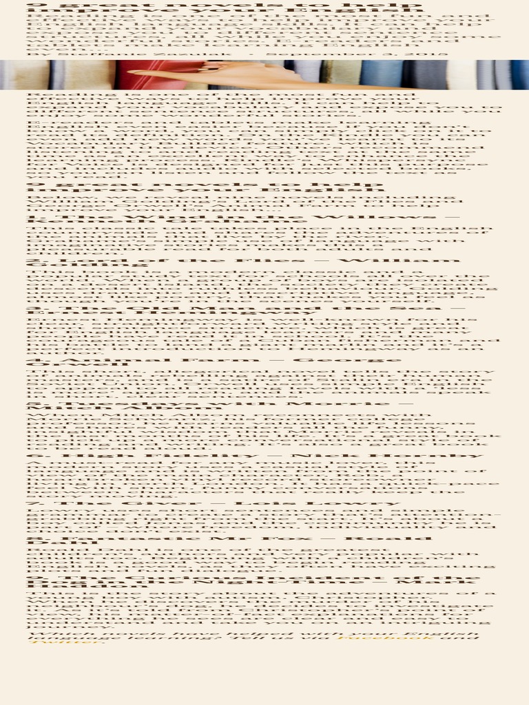 Novels to Enhance English Skills | PDF | Vocabulary