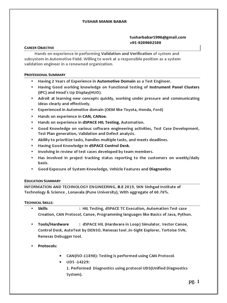 Tushar Babar Automotive | PDF | Automation | System