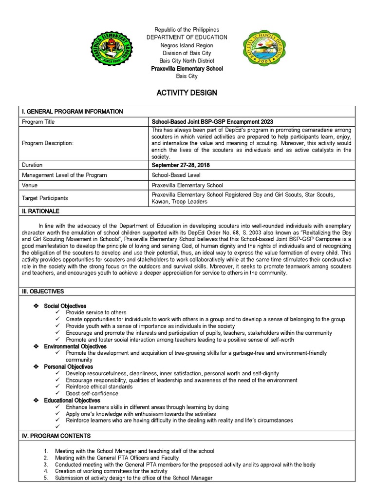 GSP BSP Activity Design | PDF | Scouting