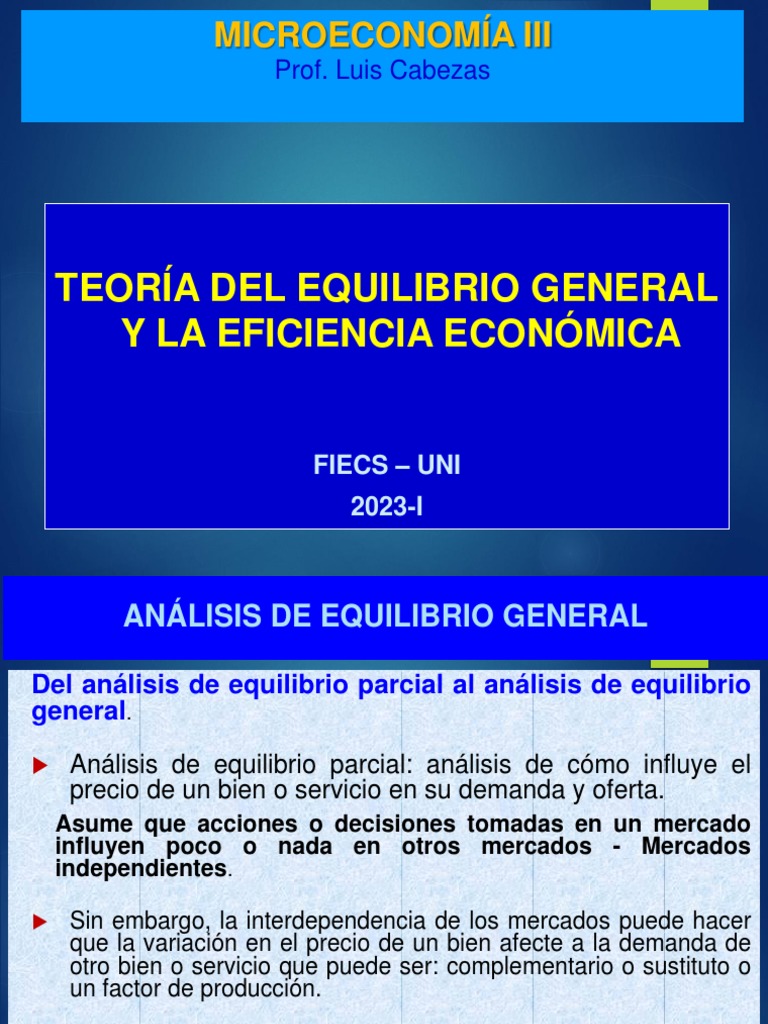C1 Teoria equilibrio general (1) | PDF | Equilibrio económico | Oferta ...
