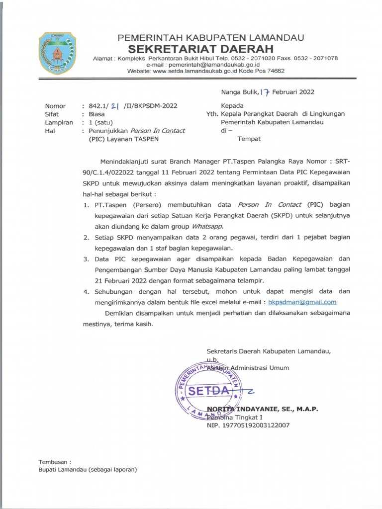 Surat PIC Taspen | PDF