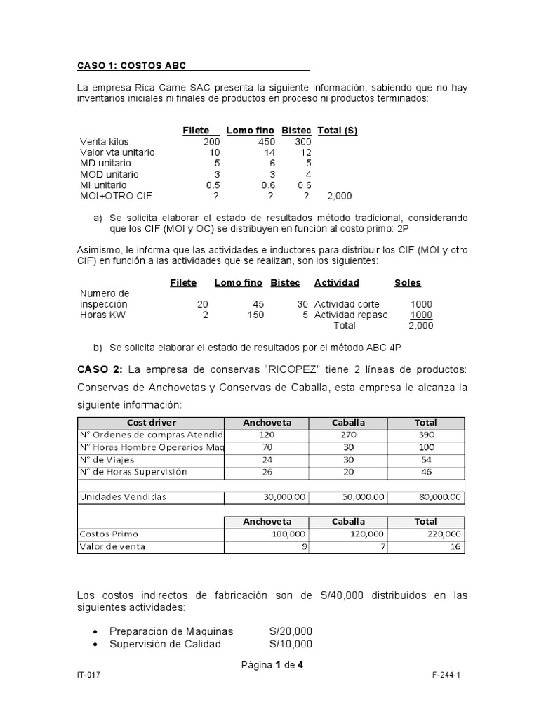 Casos Costos ABC | PDF