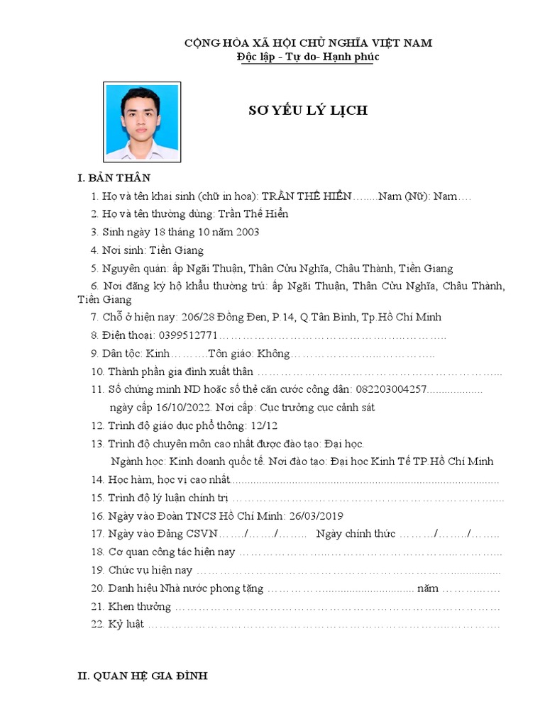 Mau Ly Lich Thuong | PDF