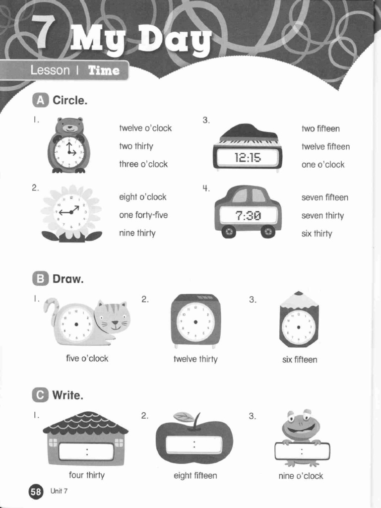 DE-Grade 2 U7 My Day-U8 My Week (Workbook) | PDF