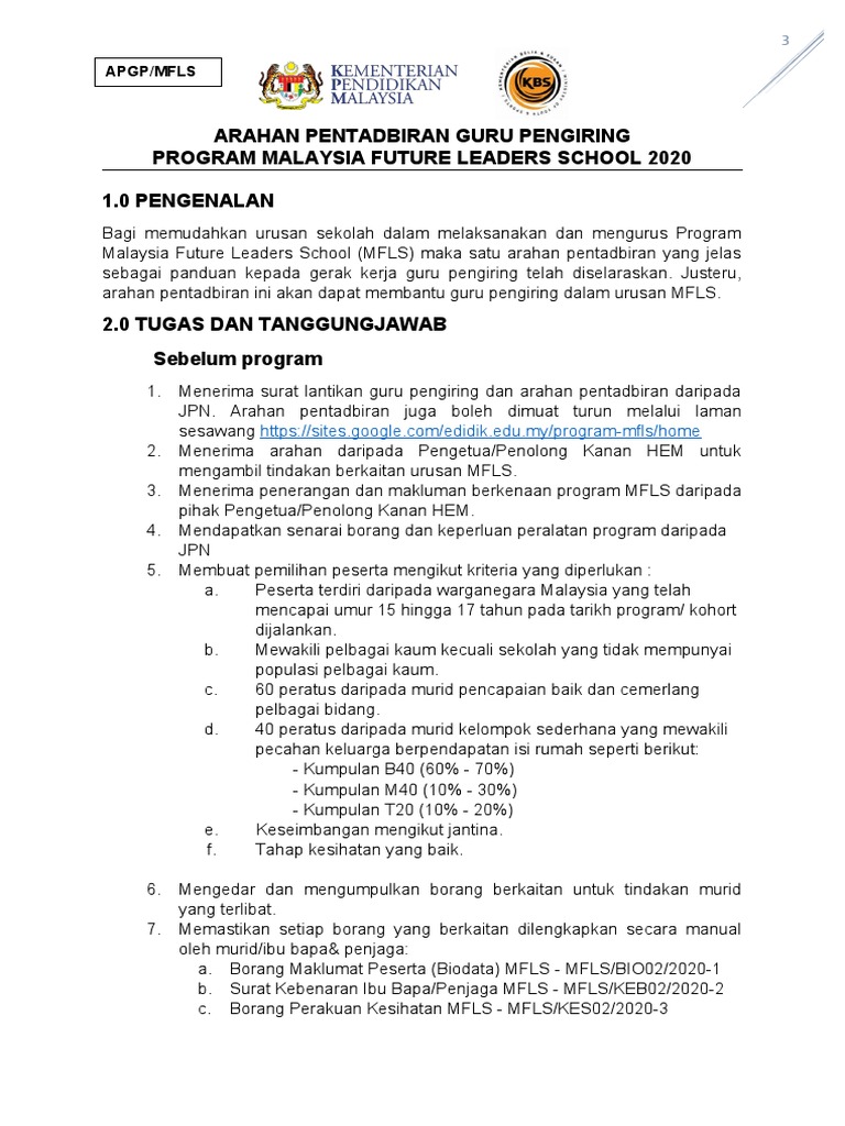 Arahan Pentadbiran Guru Pengiring | PDF