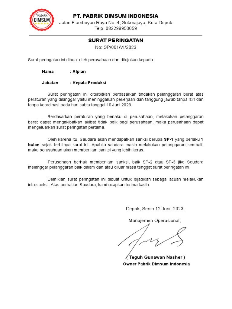 Surat Peringatan | PDF