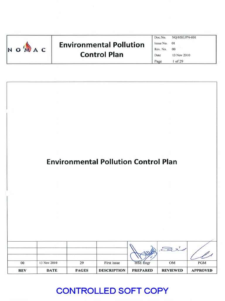 Environmental Pollution Control Plan | PDF | Waste | Waste Management