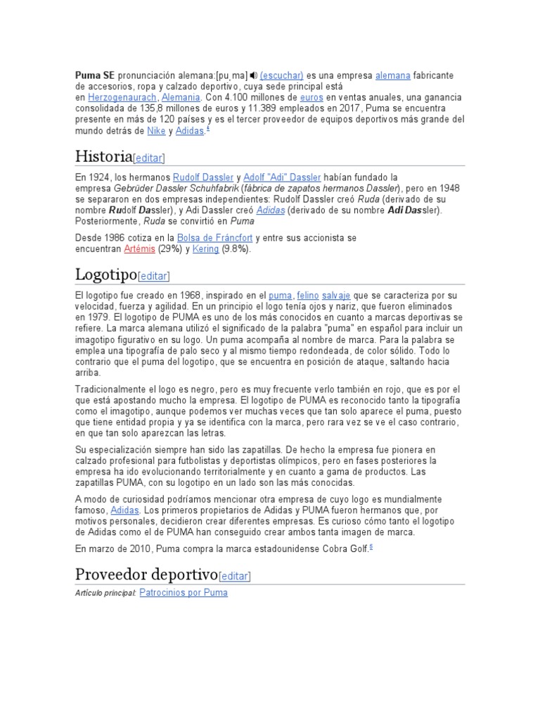 Historia y origen de la marca Puma | PDF