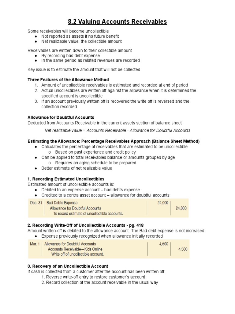 8.2 Valuing Accounts Receivable | PDF | Bad Debt | Debits And Credits 8.2 Valuing Accounts Receivable | PDF | Bad Debt | Debits And Credits