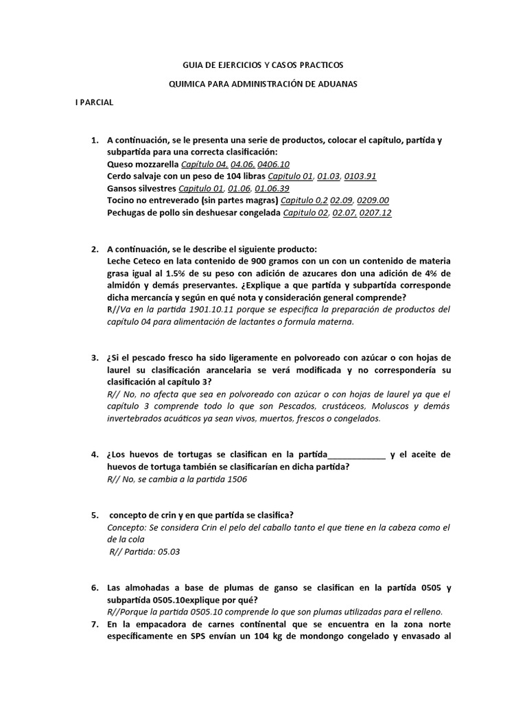 Guia de Ejercicios y Casos Practicos Qqaa I Parcial | PDF | Nutrición ...