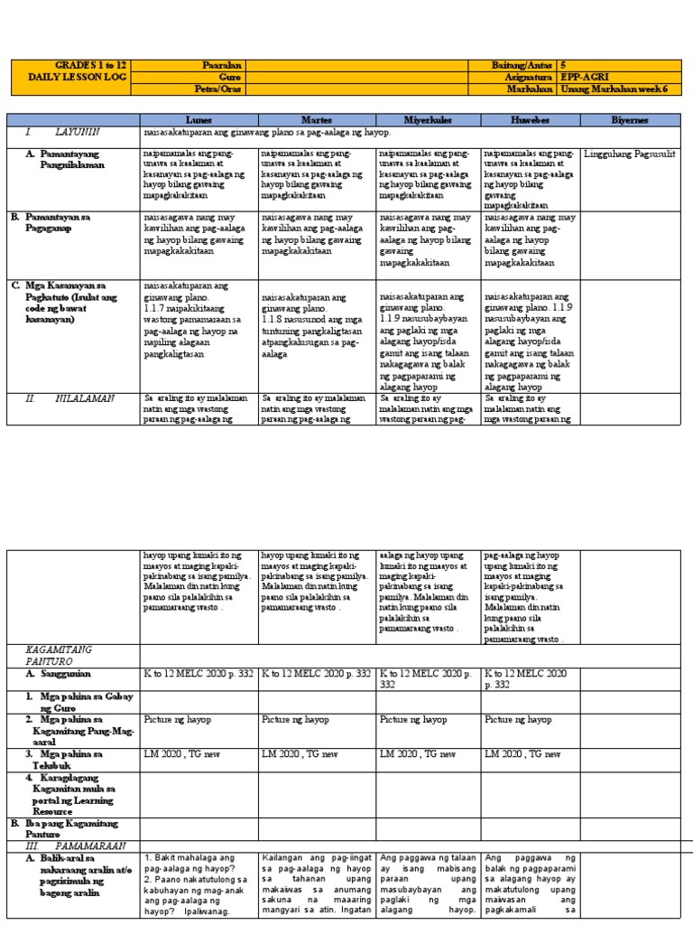 DLL 5 Week 6 Epp Agri | PDF