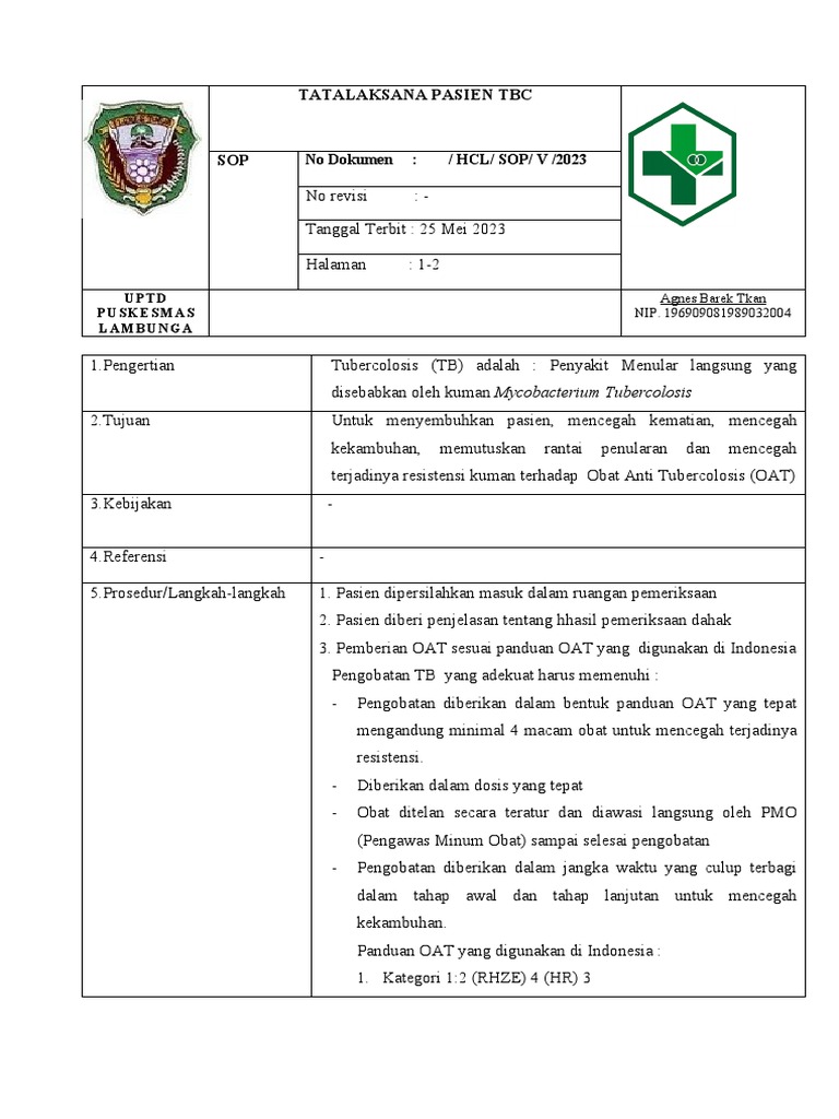 Sop Tatalaksana PX TB | PDF
