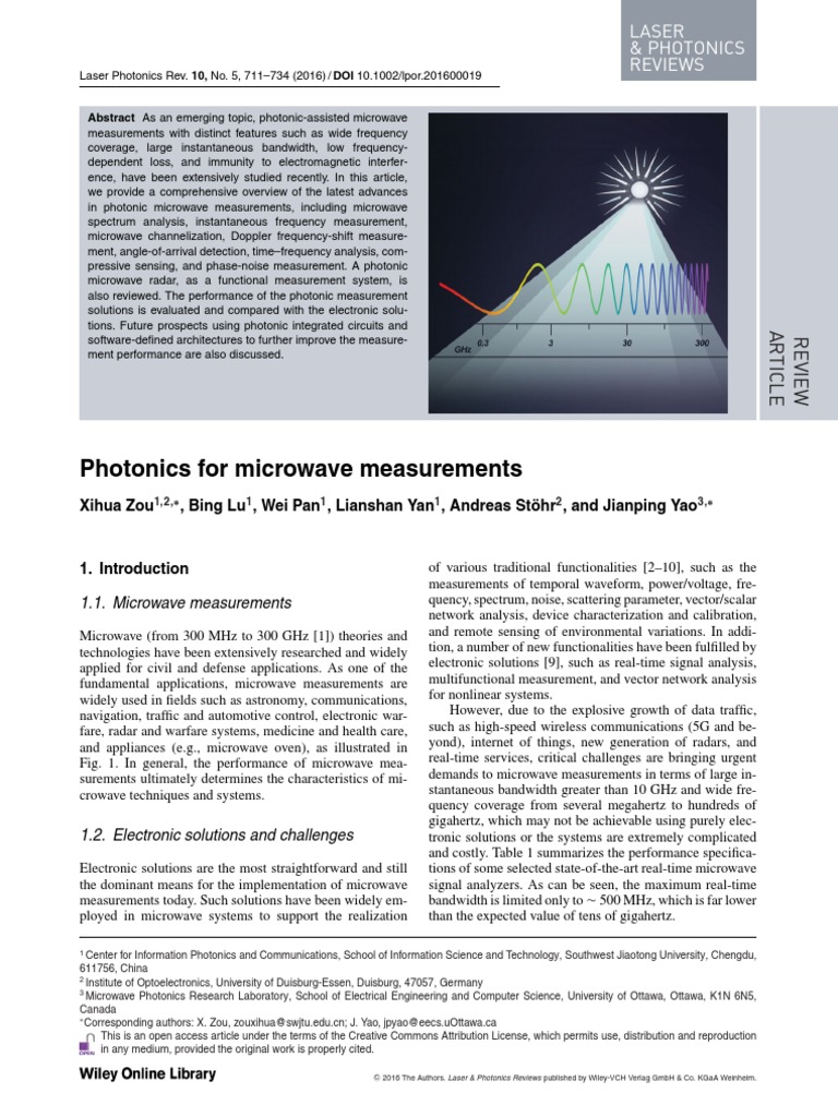 Photonics For Microwave Measurements | PDF | Microwave | Photonics