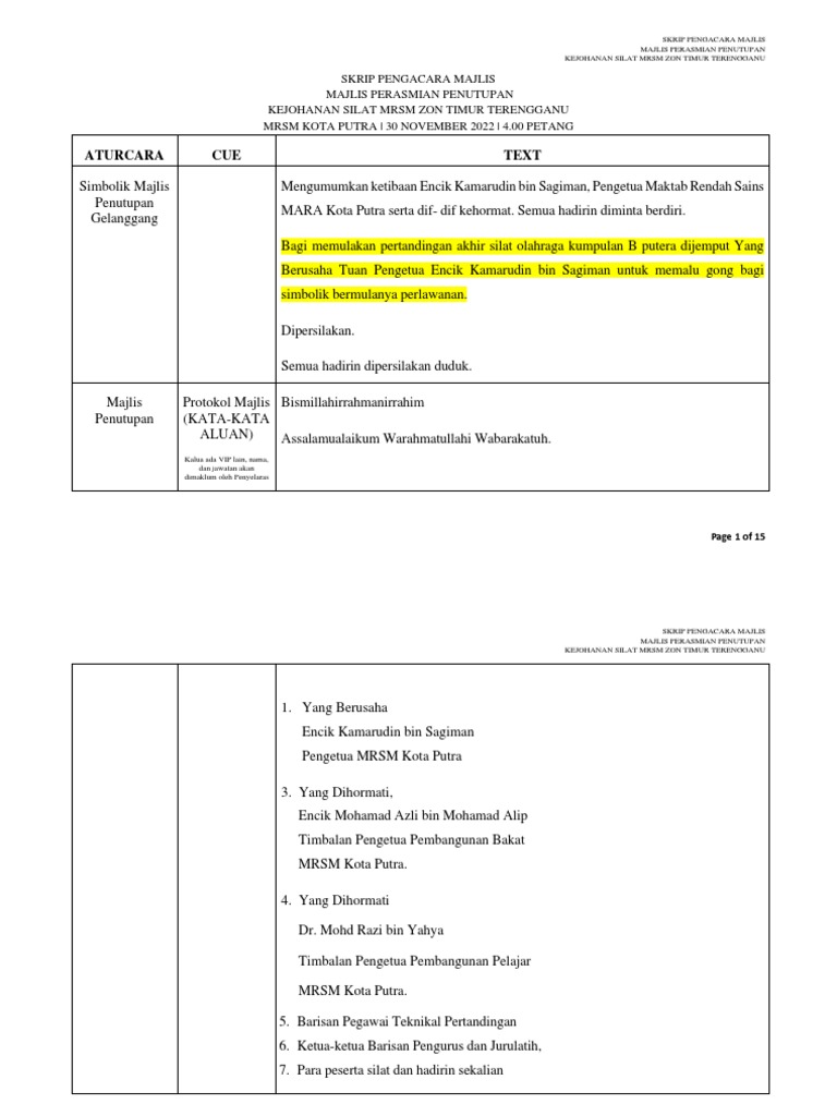 Skrip Majlis Perkahwinan Silat 2022 | PDF