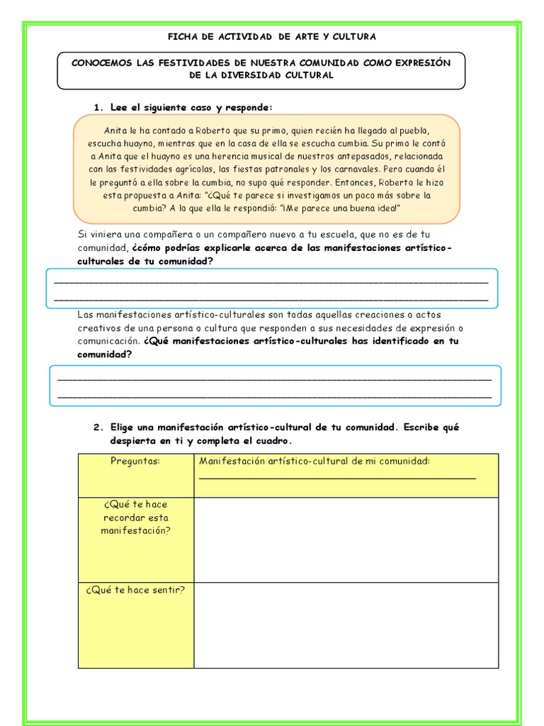 5 Ficha-Ayc-Conocemos Las Festividades de Mi Comunidad Como Expresión ...