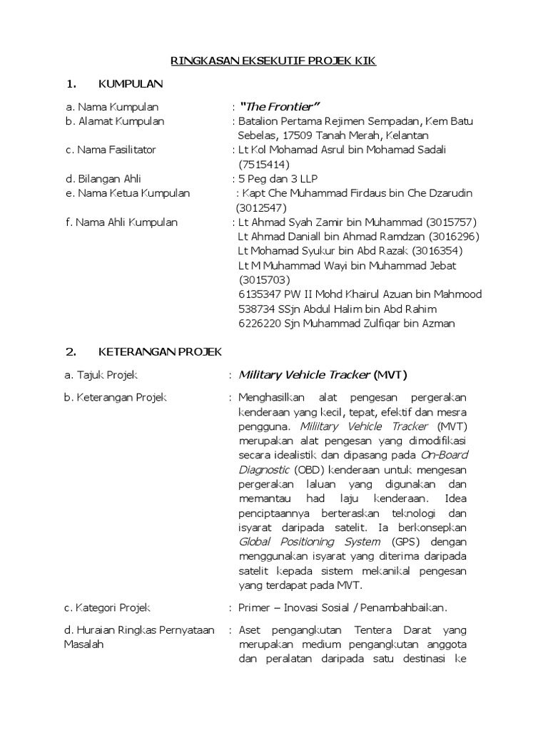 Ringkasan Eksekutif Projek Kik 2022 | PDF