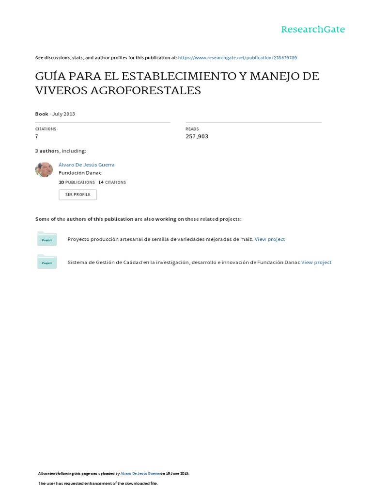 Guía para El Establecimiento Y Manejo de Viveros Agroforestales | PDF