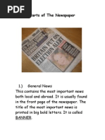 Parts of News Papers and Its Meaning | PDF | Newspapers | News