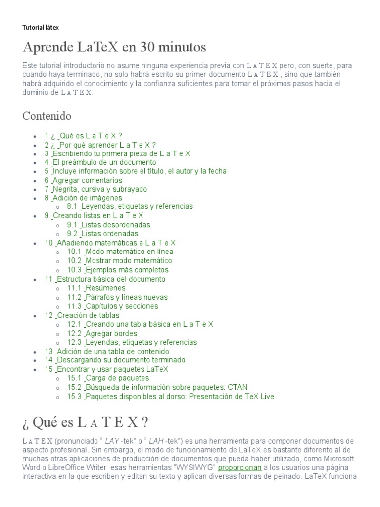 Tutorial Látex | PDF | Te X | Archivo de computadora