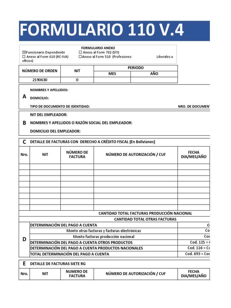 Formulario 110 V4 para Descargar y Llenar | PDF | Finanzas y dinero