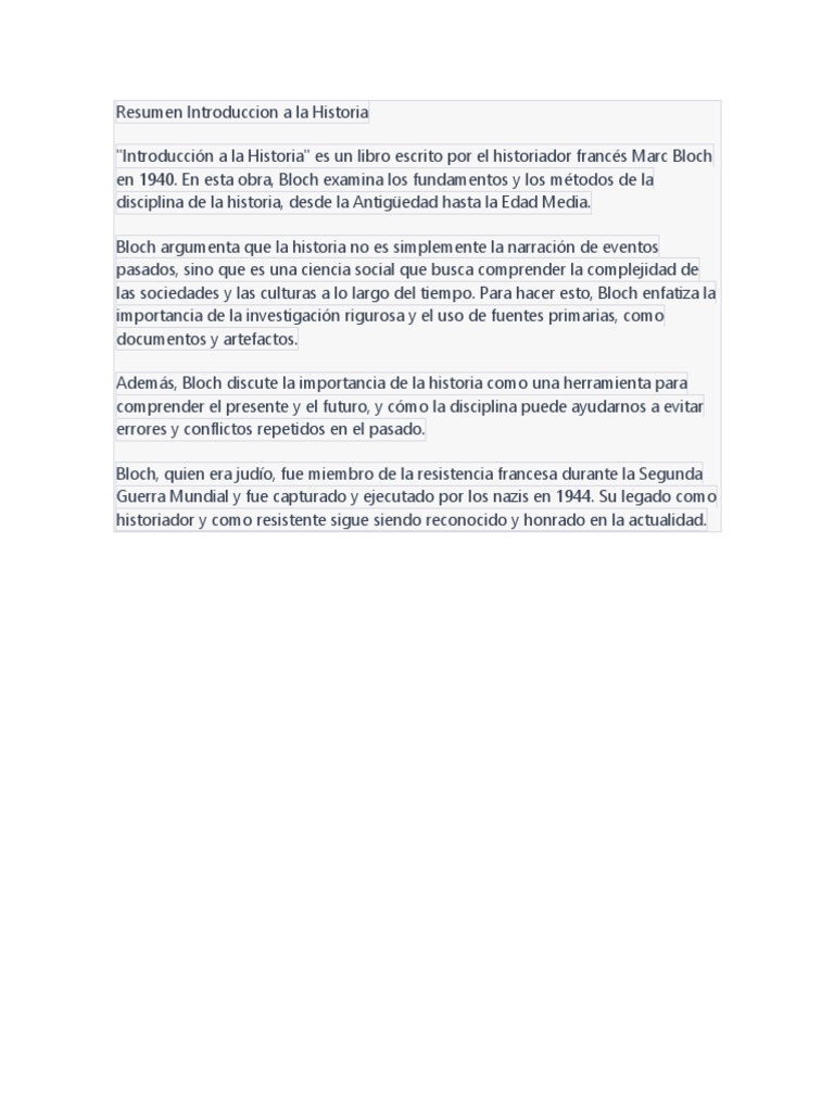 Fundamentos de la Historia según Bloch | PDF
