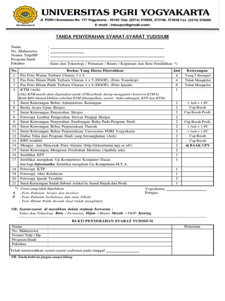 Tanda Penyerahan Syarat Yudisium Terbaru 2022 | PDF