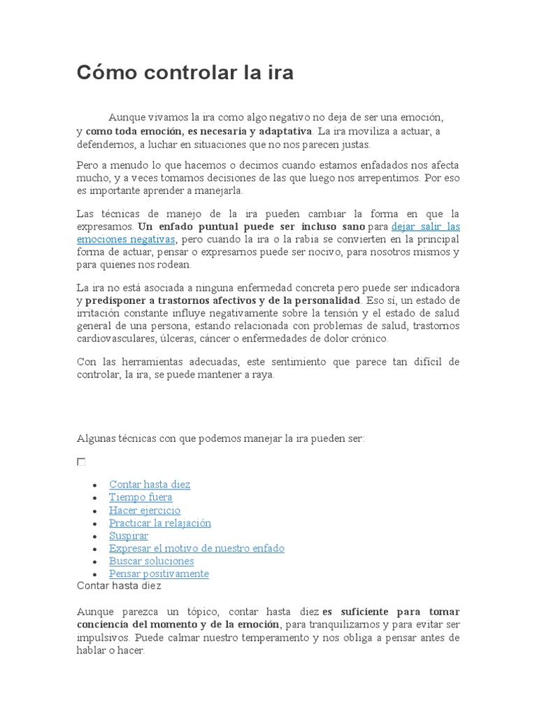 Cómo controlar la ira (1) | PDF | Ira | Las emociones