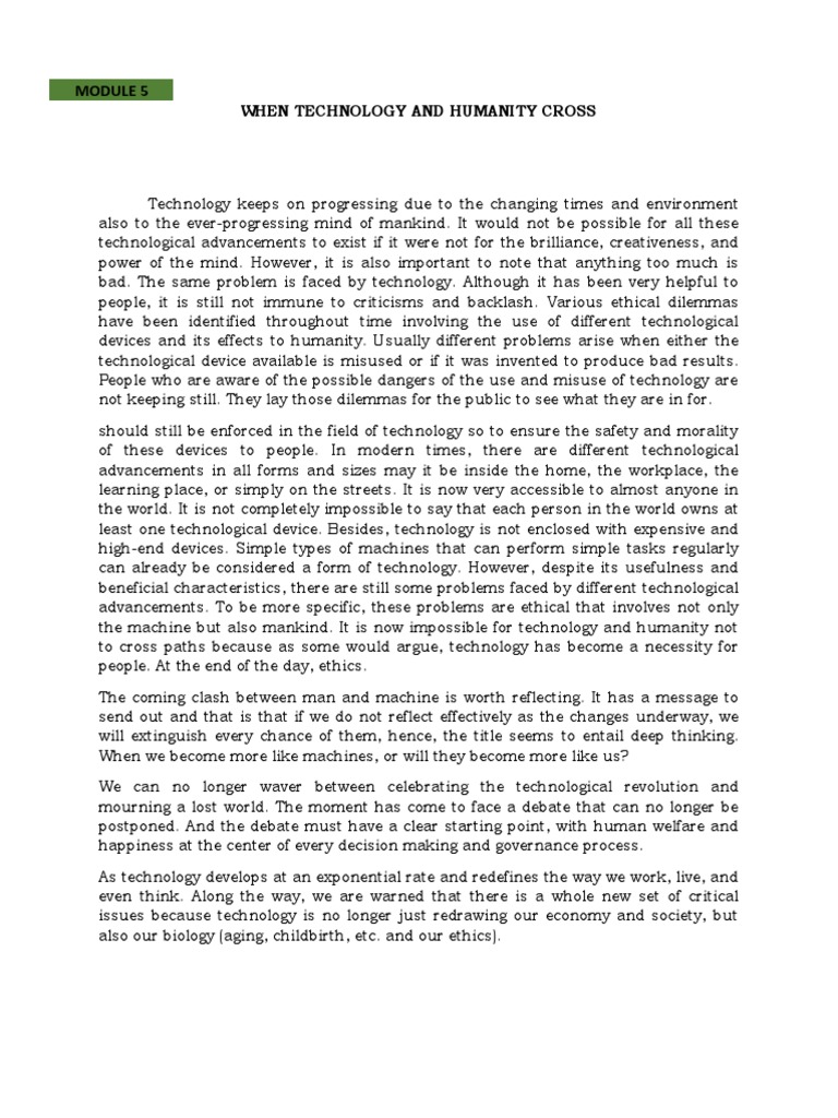 MODULE 5 When Technology Humanity Cross | PDF | Human | Cognitive Science