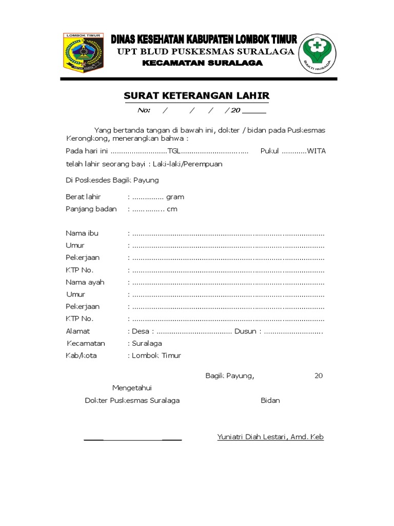 Surat Keterangan Lahir | PDF