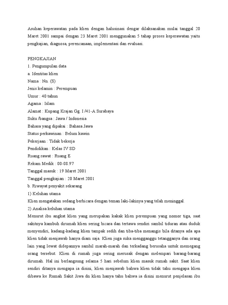 Contoh Kasus Halusinasi 2 | PDF