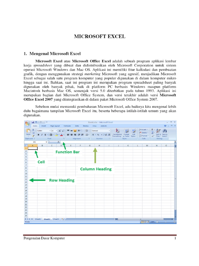 MICROSOFT EXCEL. 1. Mengenal Microsoft Excel - PDF | PDF