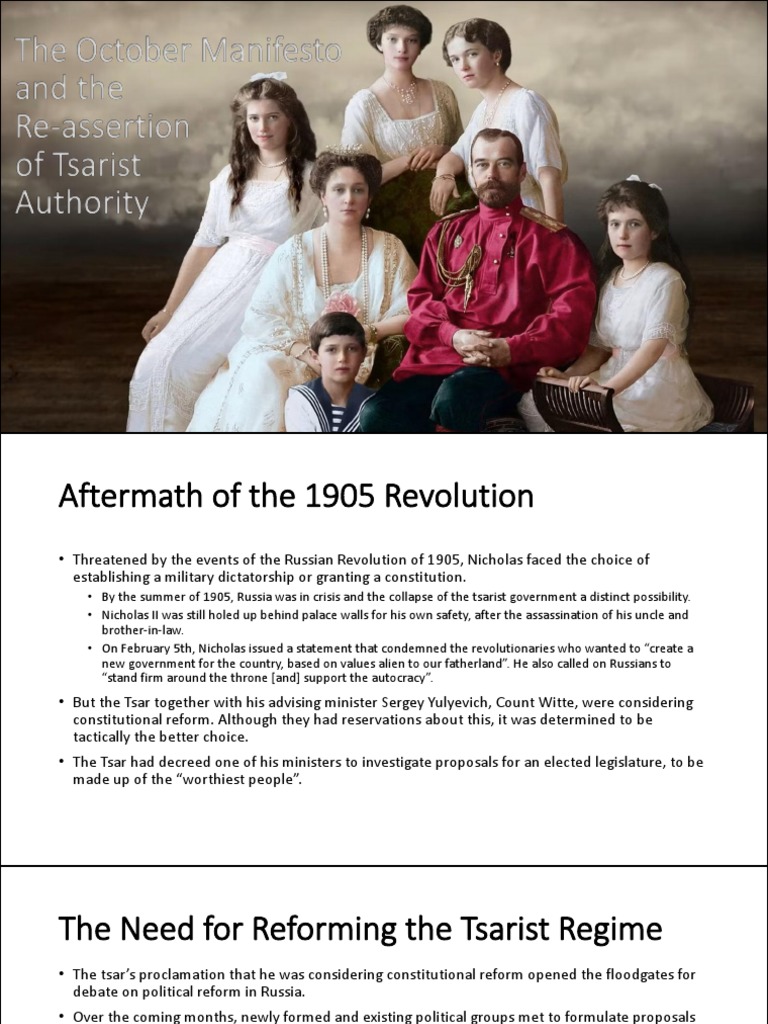 Overview of the October Manifesto 1905 | PDF | Nicholas Ii Of Russia ...