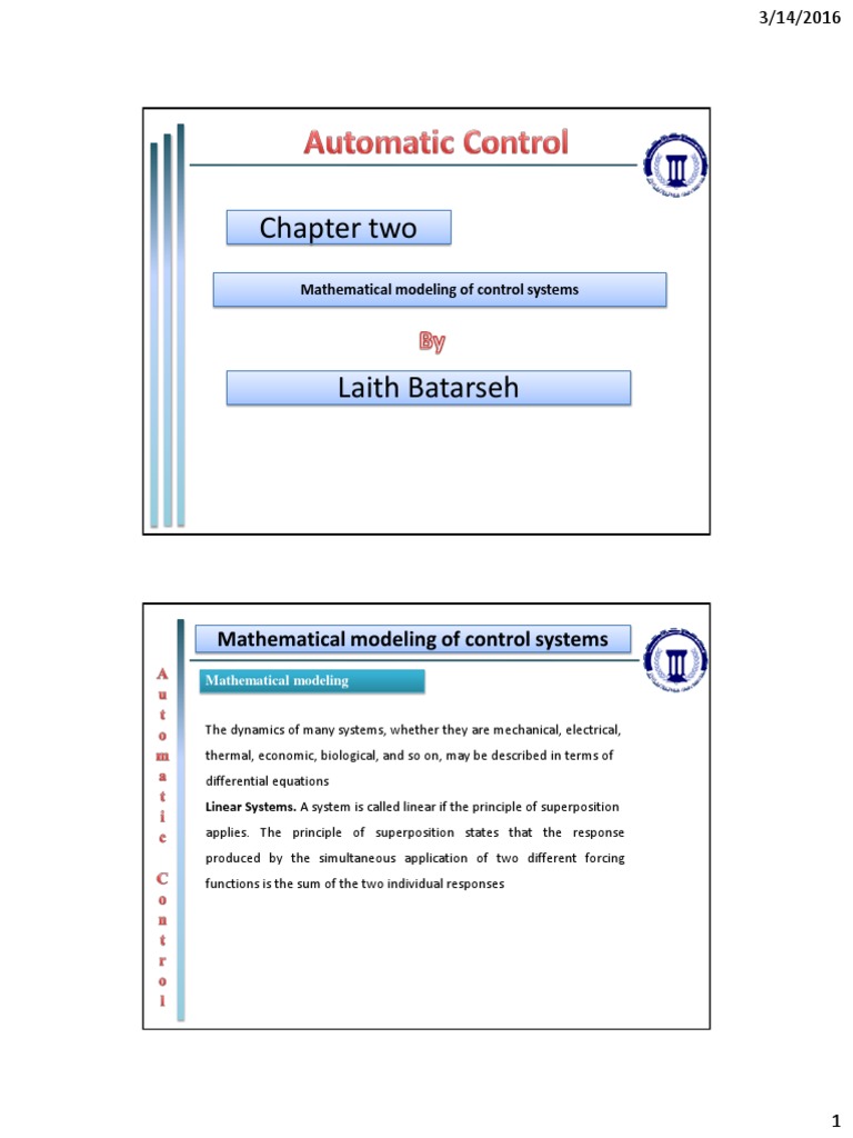 Mathematical Modeling of Control Systems | PDF | Control Theory ...
