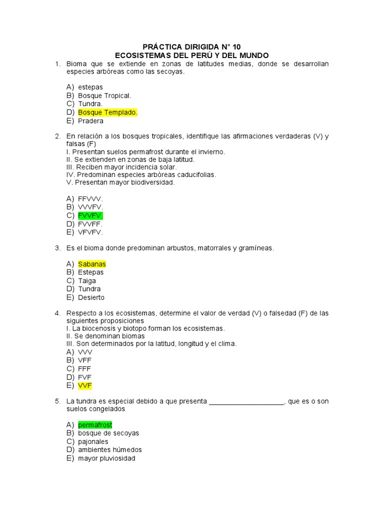 Práctica Dirigida n 10 | PDF | Ecosistema | Selva