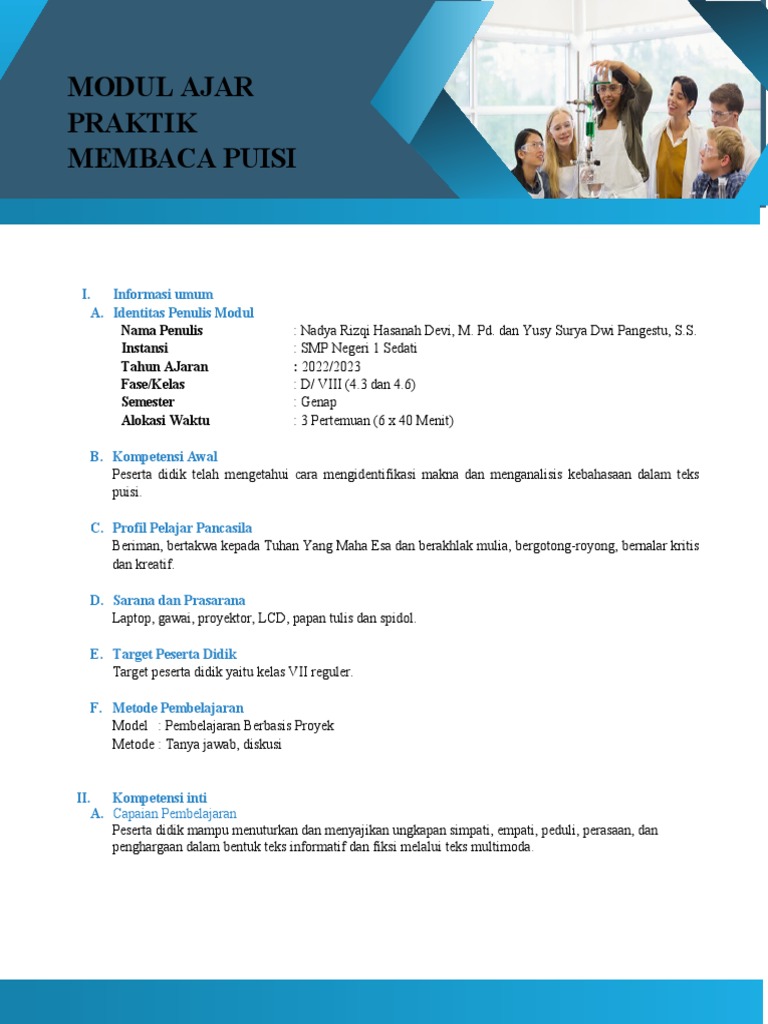Modul Ajar Membaca Puisi | PDF
