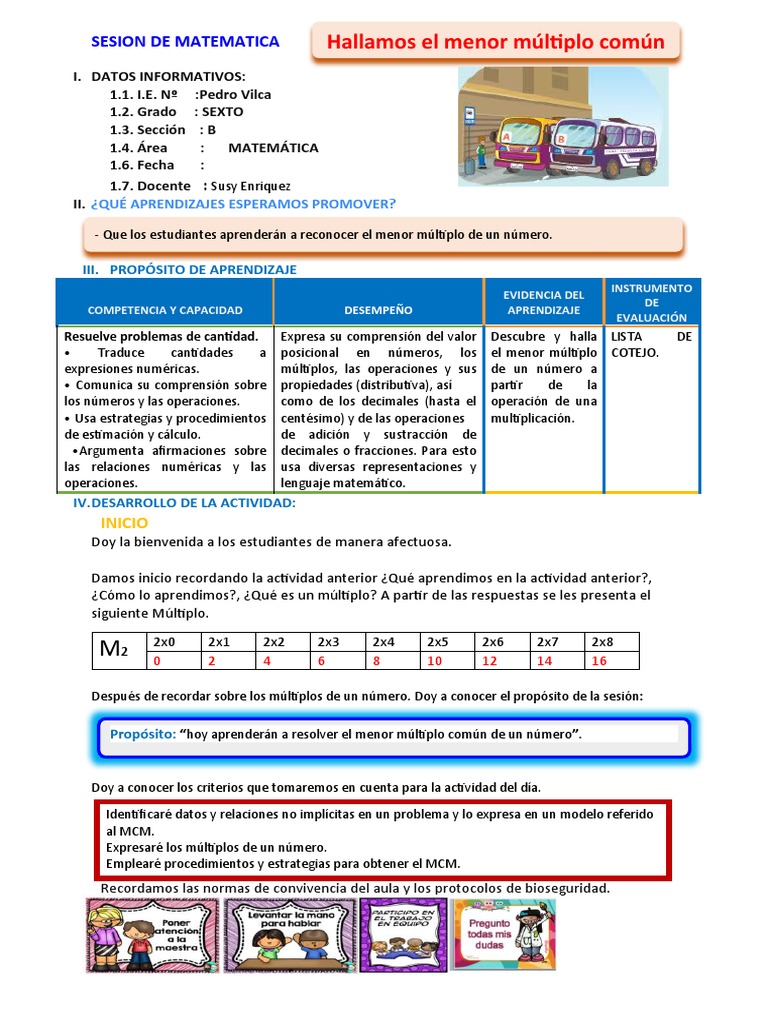 SESION MAT. Hallamos El Menor Múltiplo Común 16-03-2023 | PDF ...